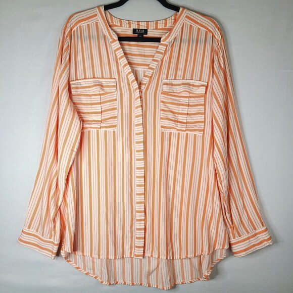 a.n.a | Tops | Ana A New Approach White Orange Striped Long Sleeve ...